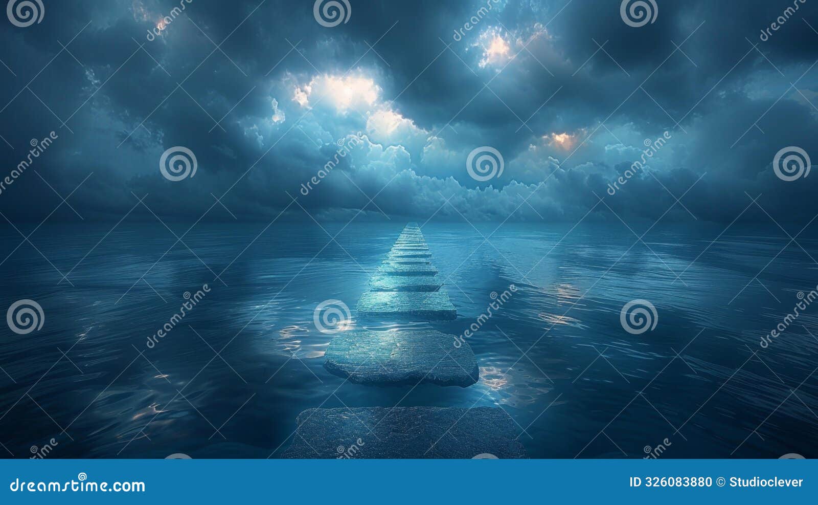 Pathway Over Ocean into Stormy Sky - Generative AI Stock Illustration ...
