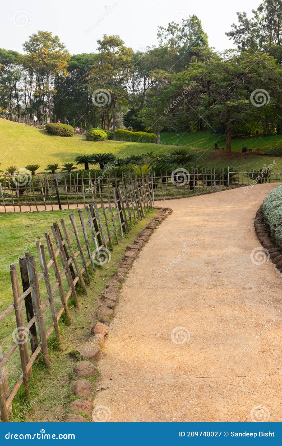 A Pathway in a Park with Fence Stock Image - Image of beautiful ...