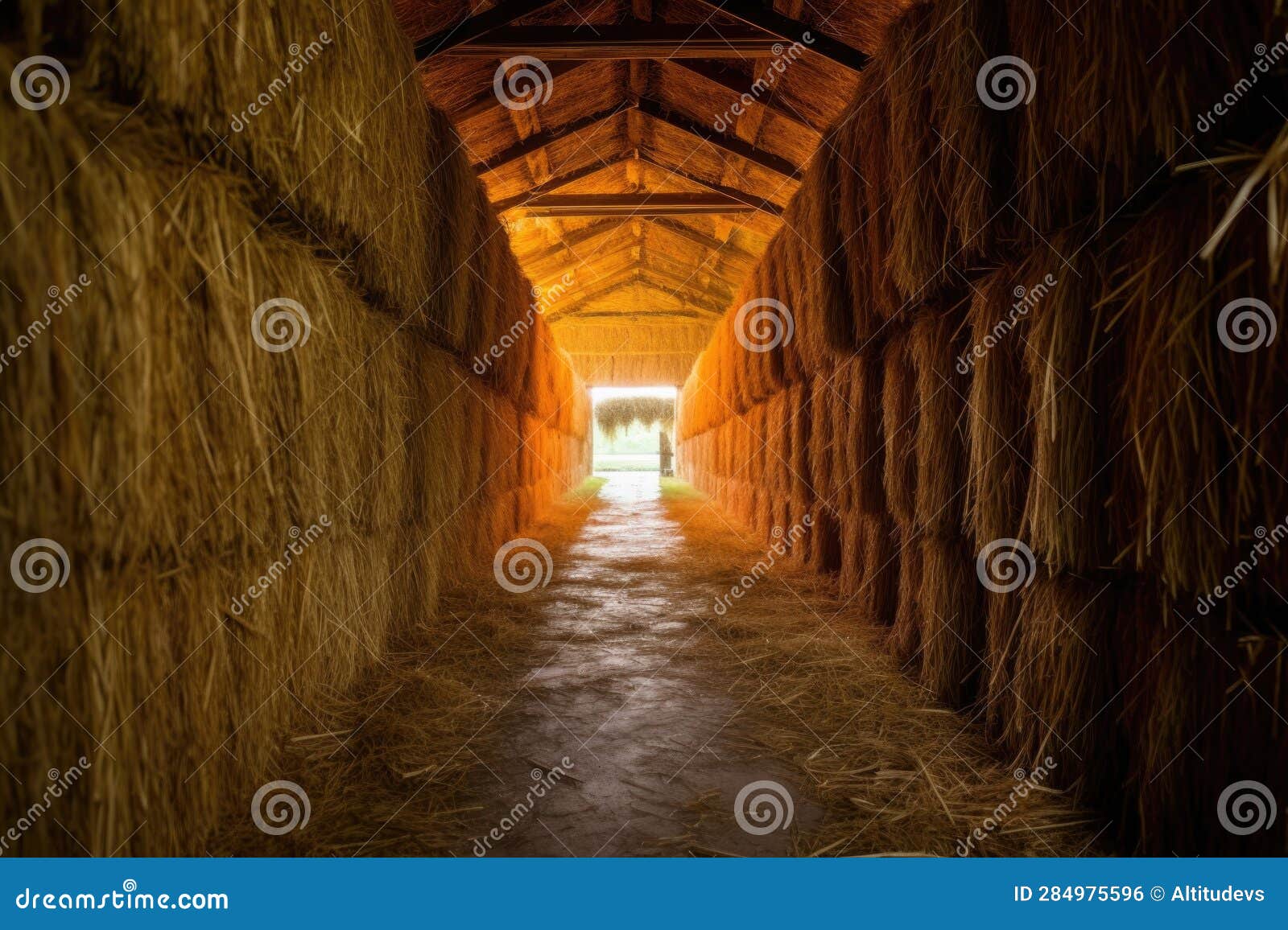 Pathway Perspective Inside the Hay Bale Maze Stock Illustration ...