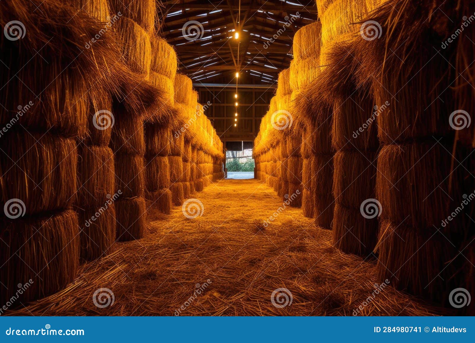 Pathway Perspective Inside the Hay Bale Maze Stock Illustration ...