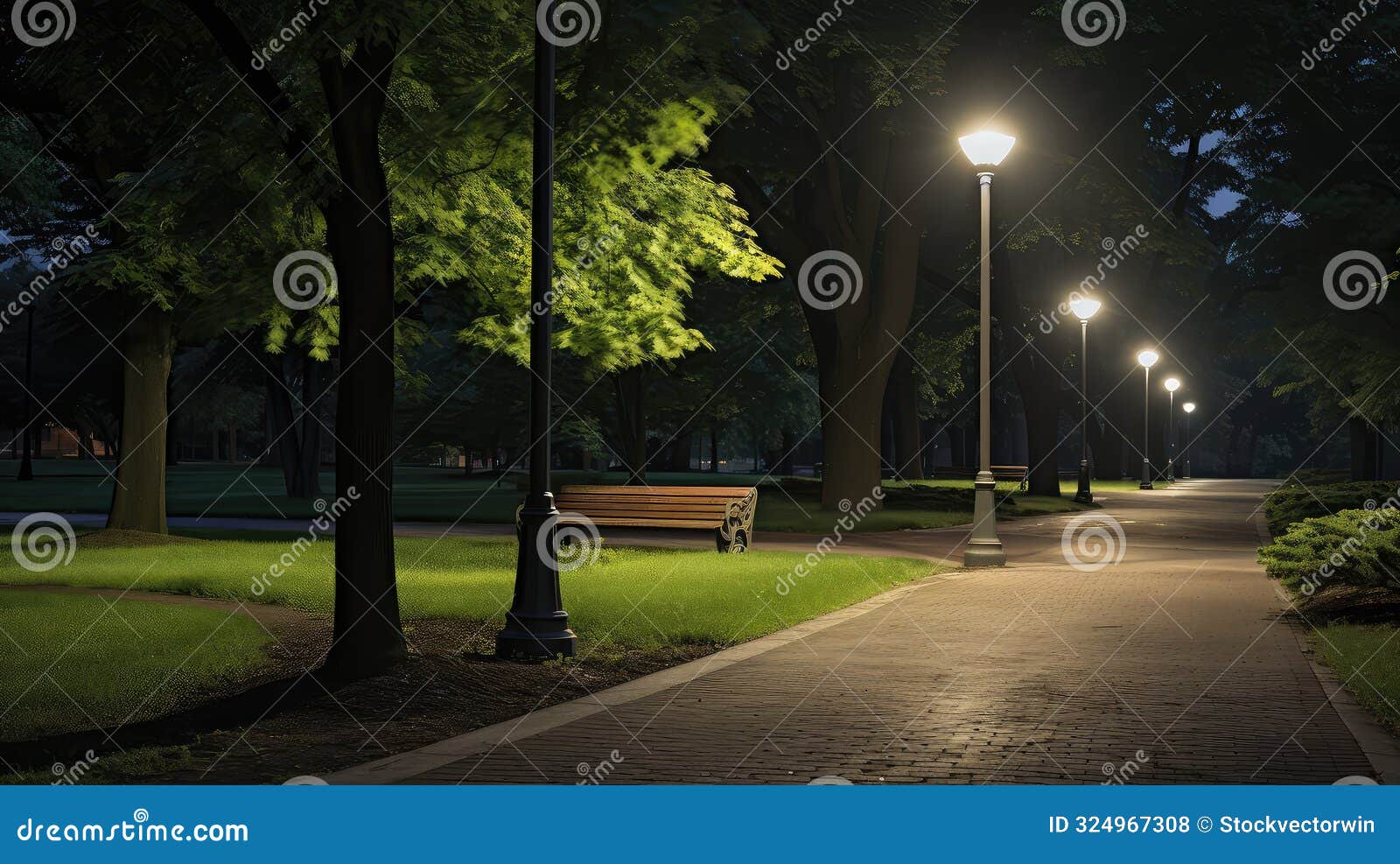 Pathway security lights stock illustration. Illustration of safety ...