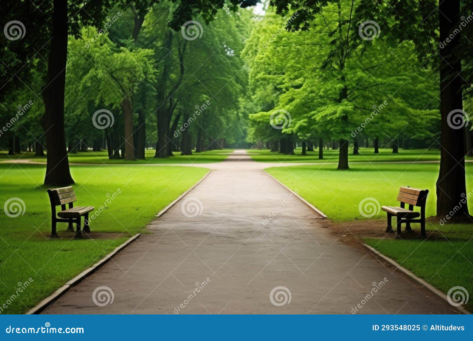 A Pathway Splitting into Two in a Green Park Stock Image - Image of ...