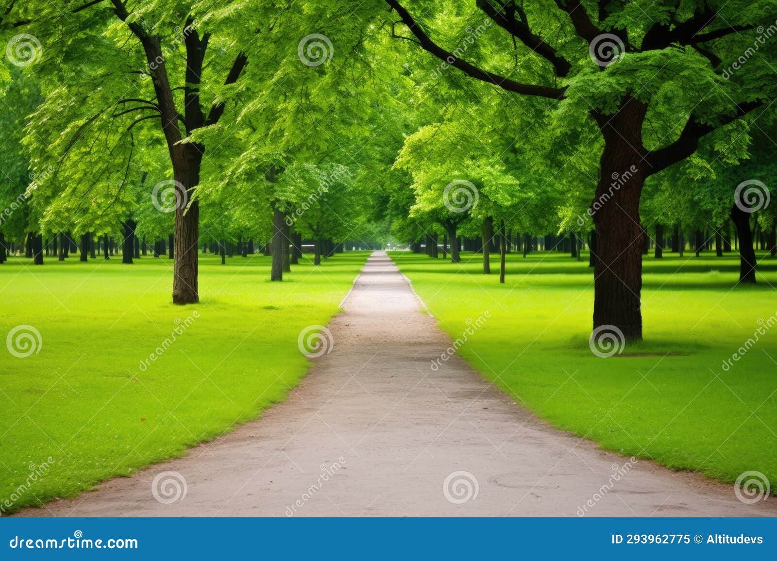 A Pathway Splitting into Two in a Green Park Stock Image - Image of ...