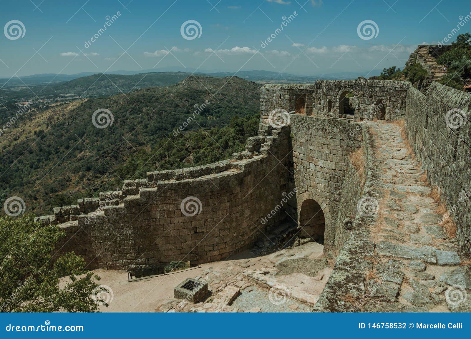 Pathway on Stone Wall with the Front Gate of Castle Stock Photo - Image ...