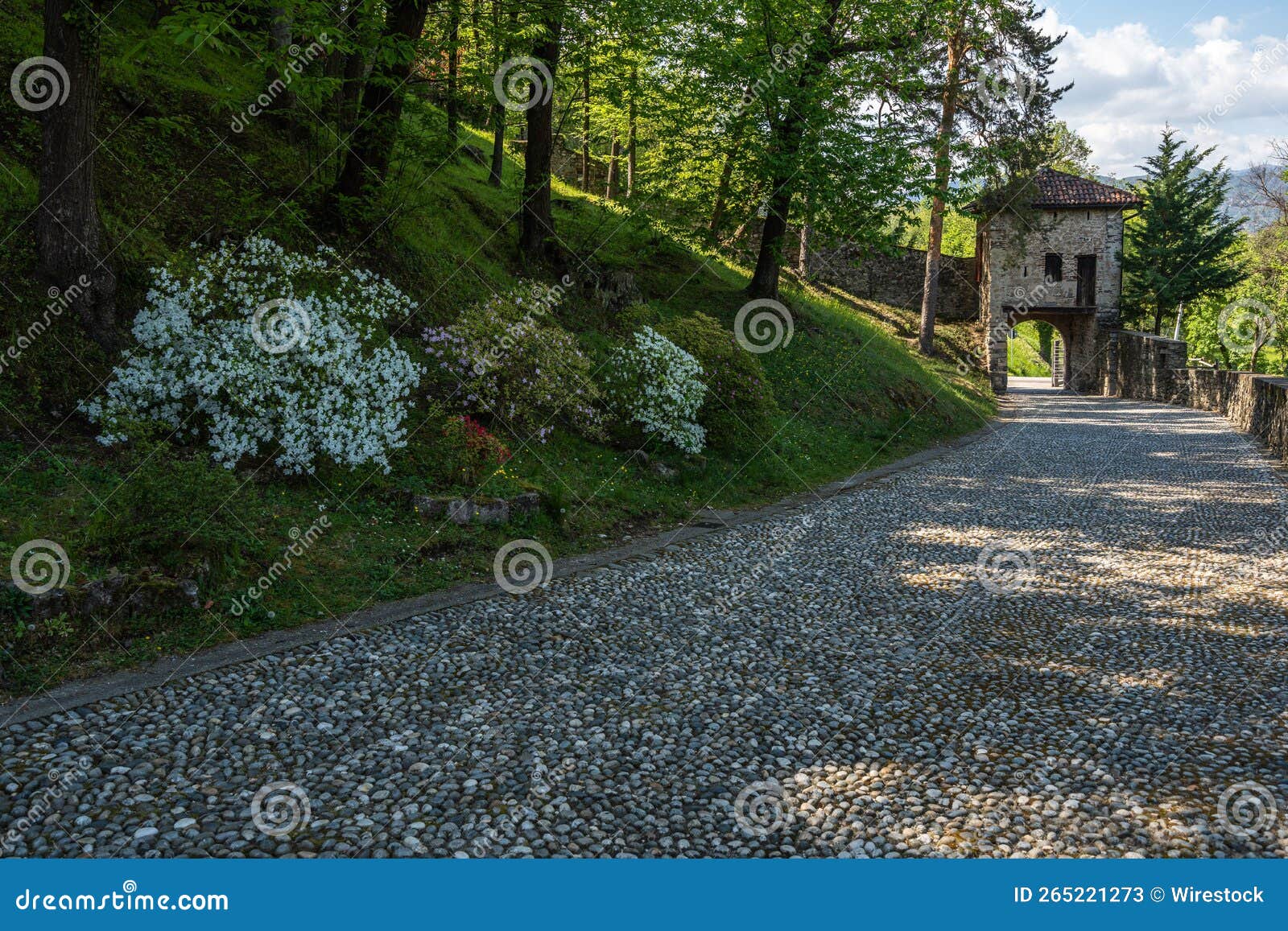 Pathway to Angera castle stock image. Image of stony - 265221273