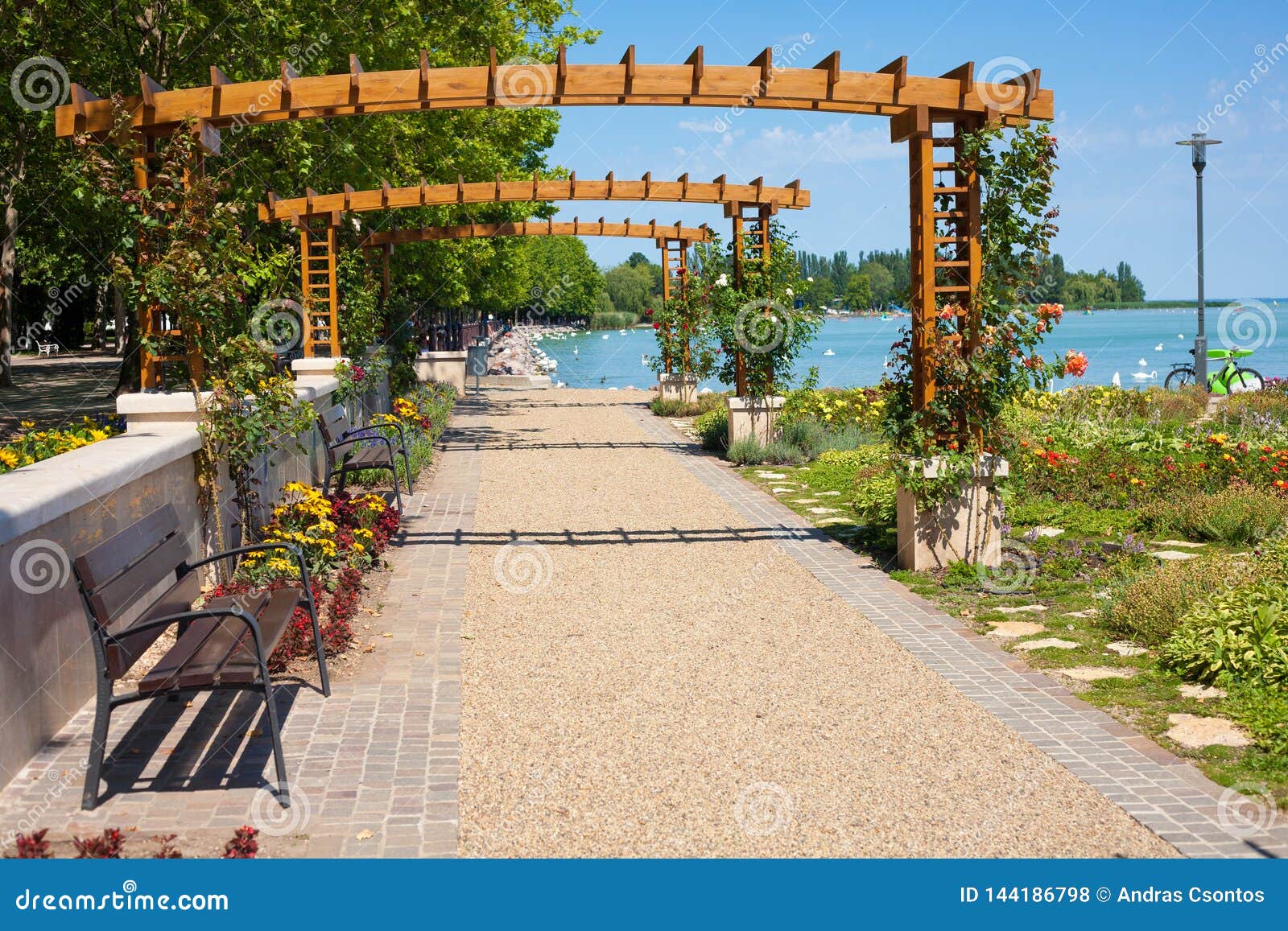 Pathway To Lake Balaton in Balatonfured, Hungary Stock Photo - Image of ...