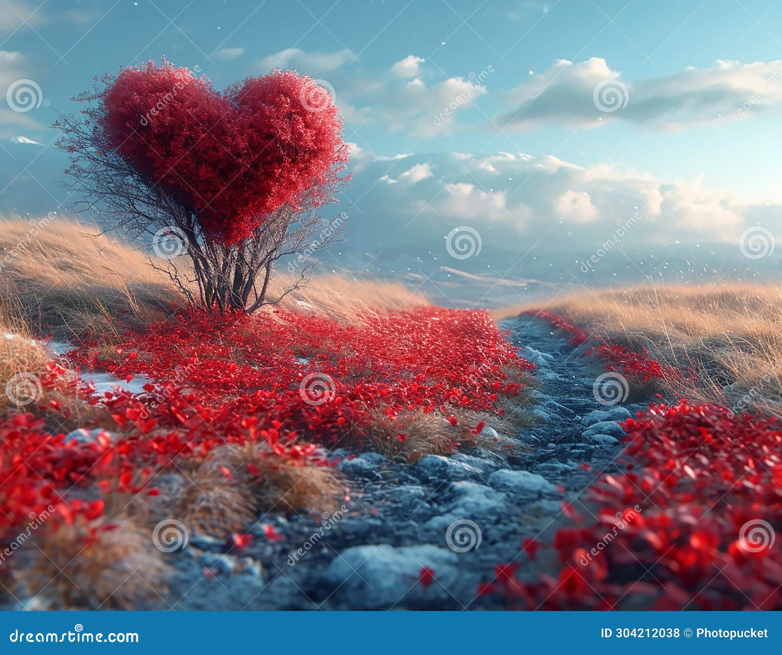 Pathway to love stock illustration. Illustration of countryside - 304212038
