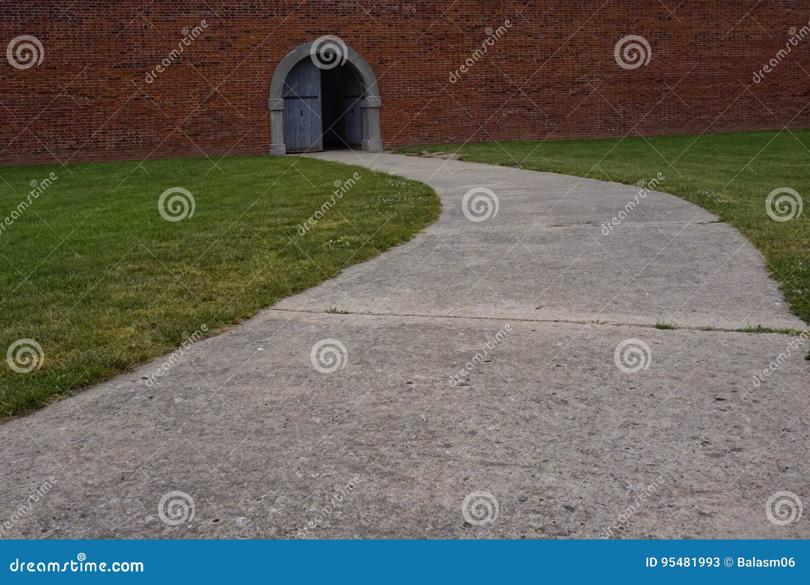 Pathway To a Open Door Brick Wall Stock Image - Image of architecture ...