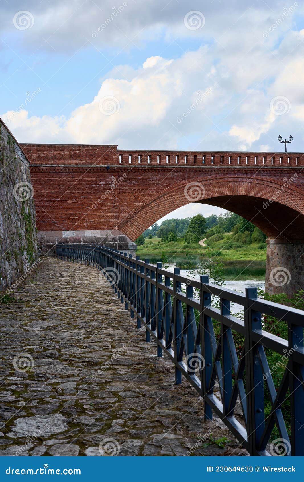 Pathway to the red bridge stock photo. Image of architecture - 230649630