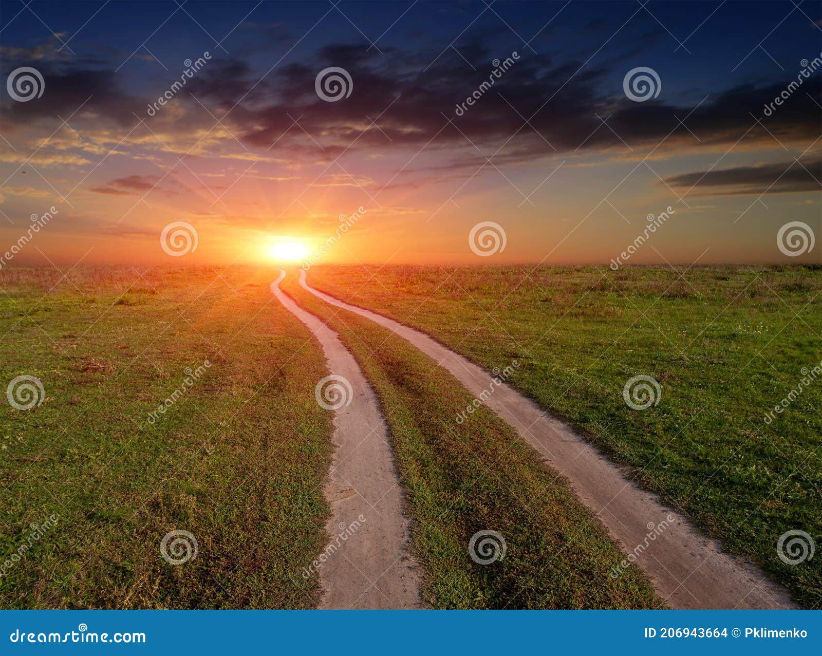 Pathway to sunset stock photo. Image of farmland, rural - 206943664