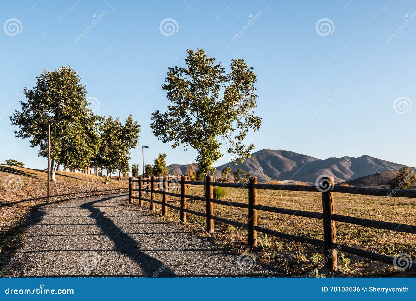 Pathway with Trees and Mountain Range at Mountain Hawk Park Stock Photo ...