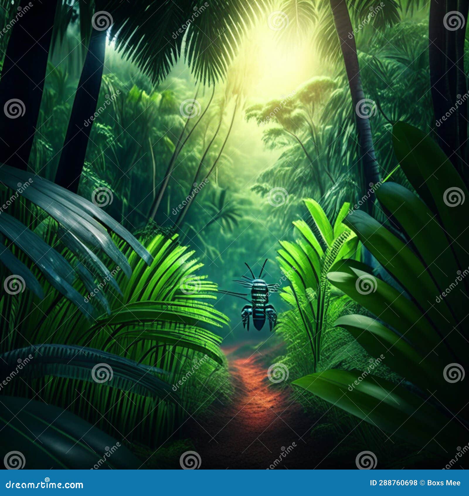 Pathway through the Tropical Forest. 3d Rendering, 3d Illustration ...