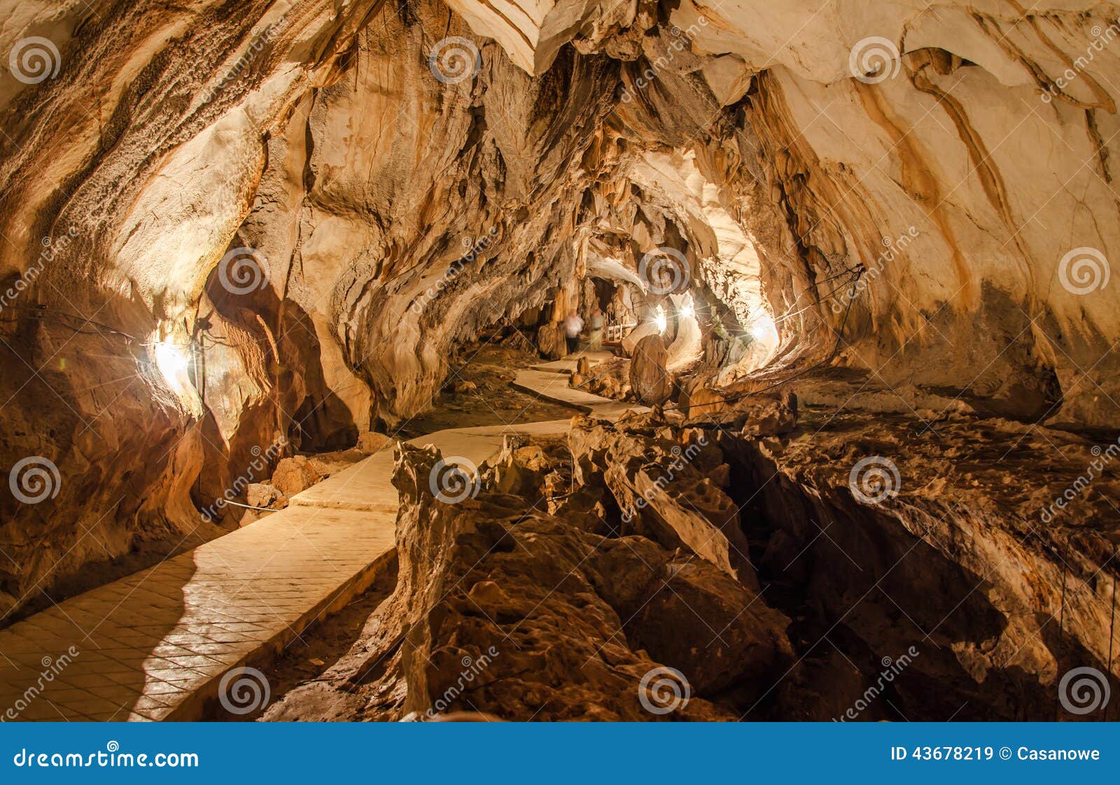 Pathway Underground Cave in Laos, with Stalagmites. Stock Image - Image ...