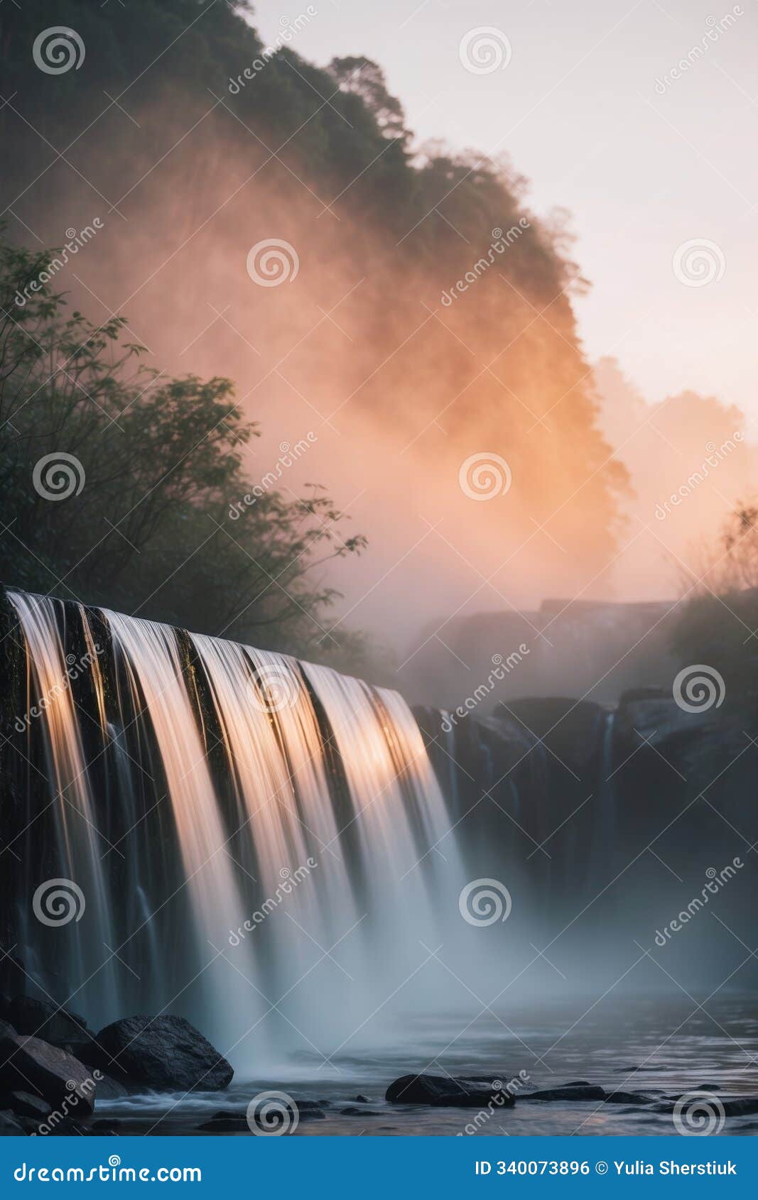 Pathway Waterfall Peaceful Sunrise Dense Colors Behind Peaceful Above ...
