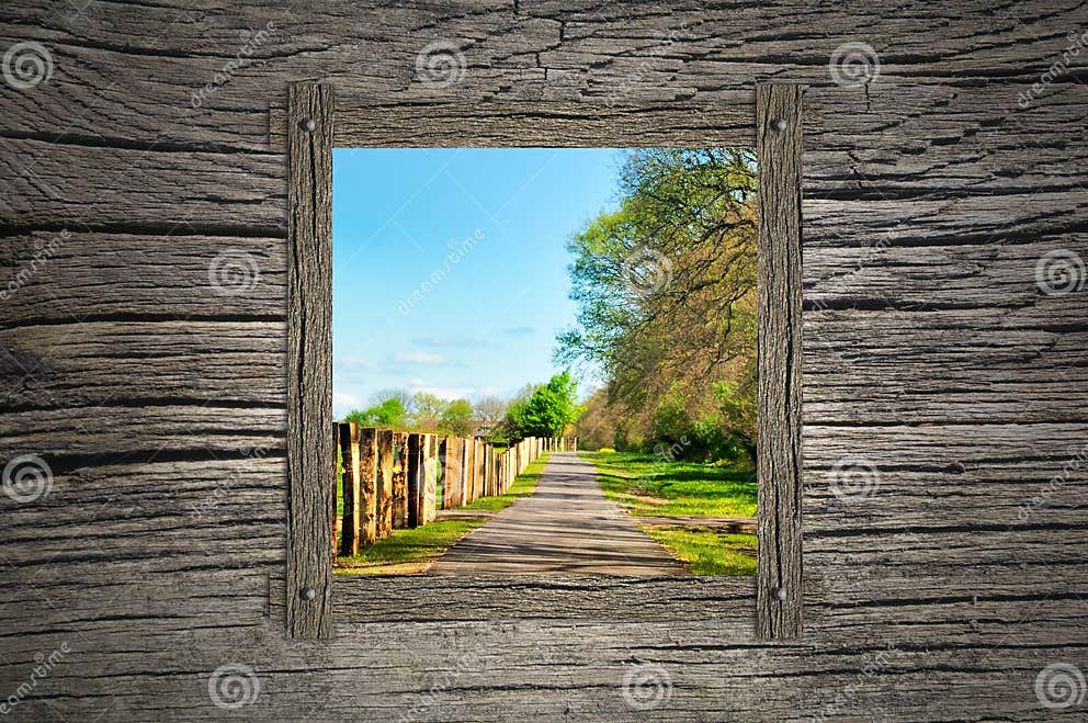 Pathway and wooden window stock photo. Image of home - 19218342