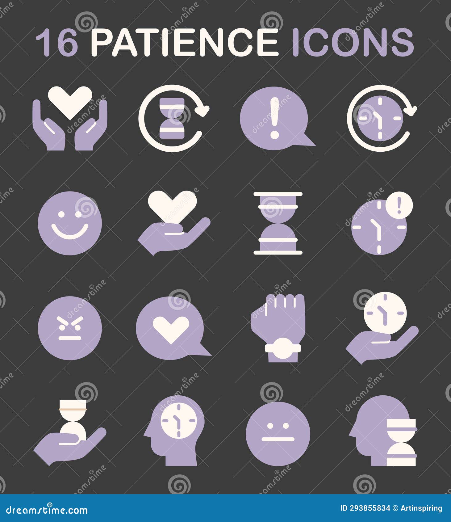 Patience Night or Dark Mode Icons Set. Calm Person Finding Stock Vector ...