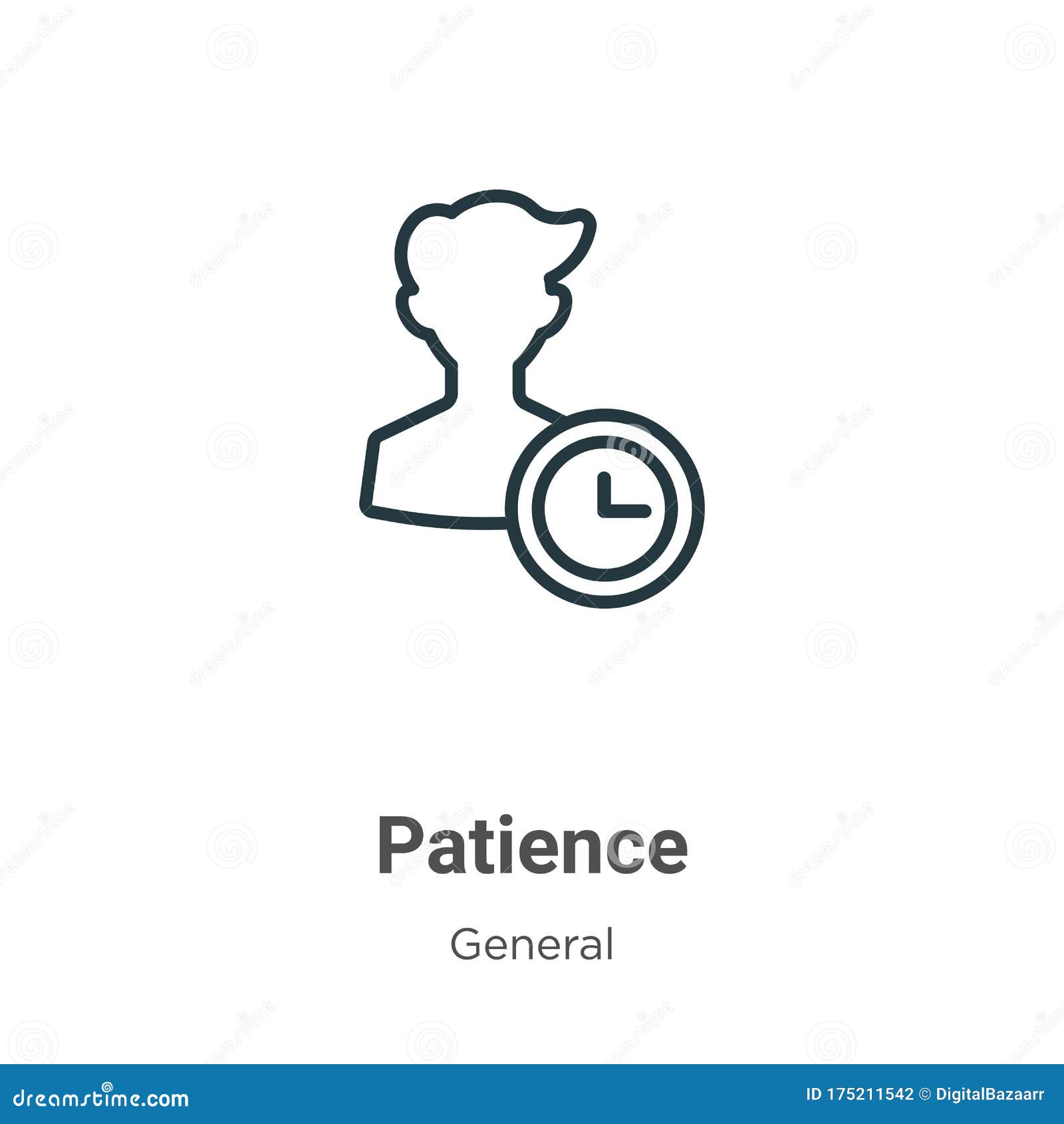 Patience Outline Vector Icon. Thin Line Black Patience Icon, Flat ...