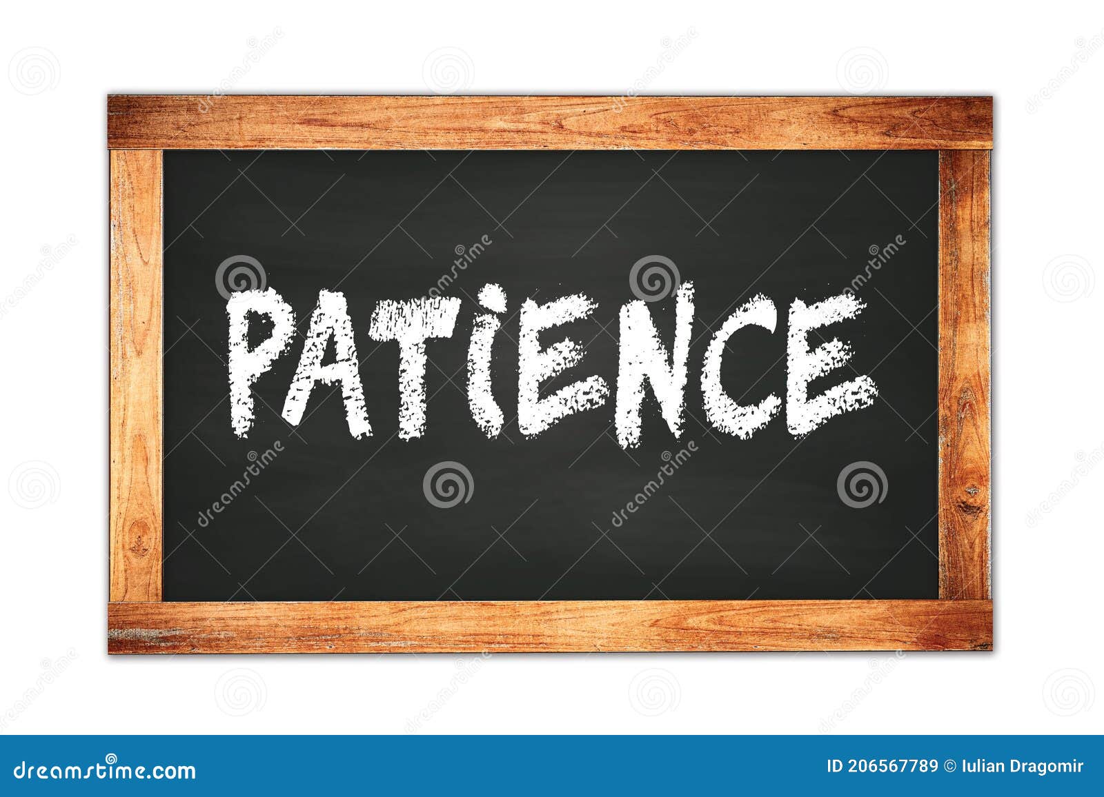 PATIENCE Text Written on Wooden Frame School Blackboard Stock Image ...