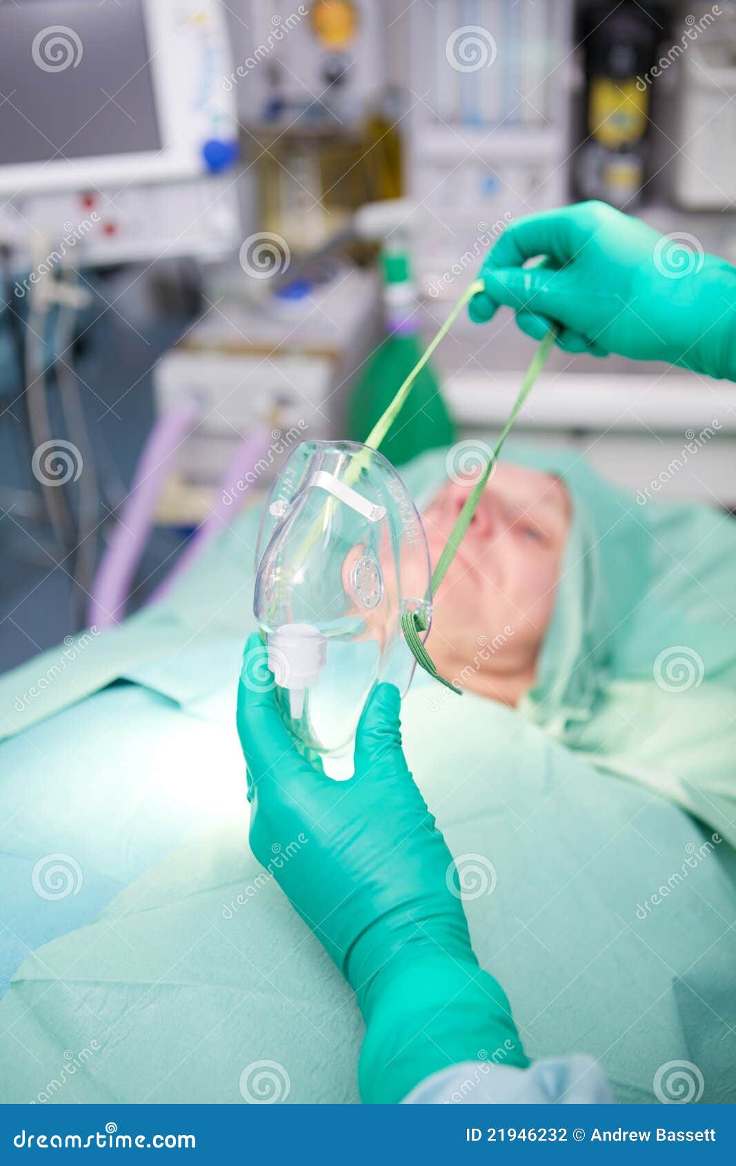 Patient Being Fitted with Mask for Operation Stock Photo - Image of ...