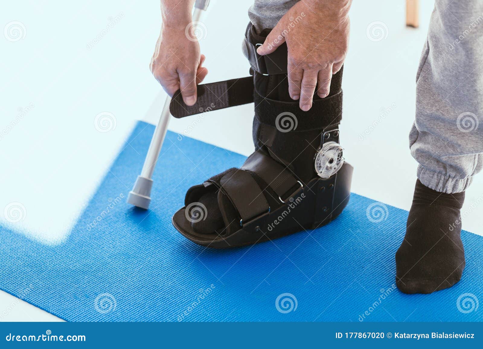 Black Leg Brace in a Physiotherapy Office Stock Photo - Image of ...