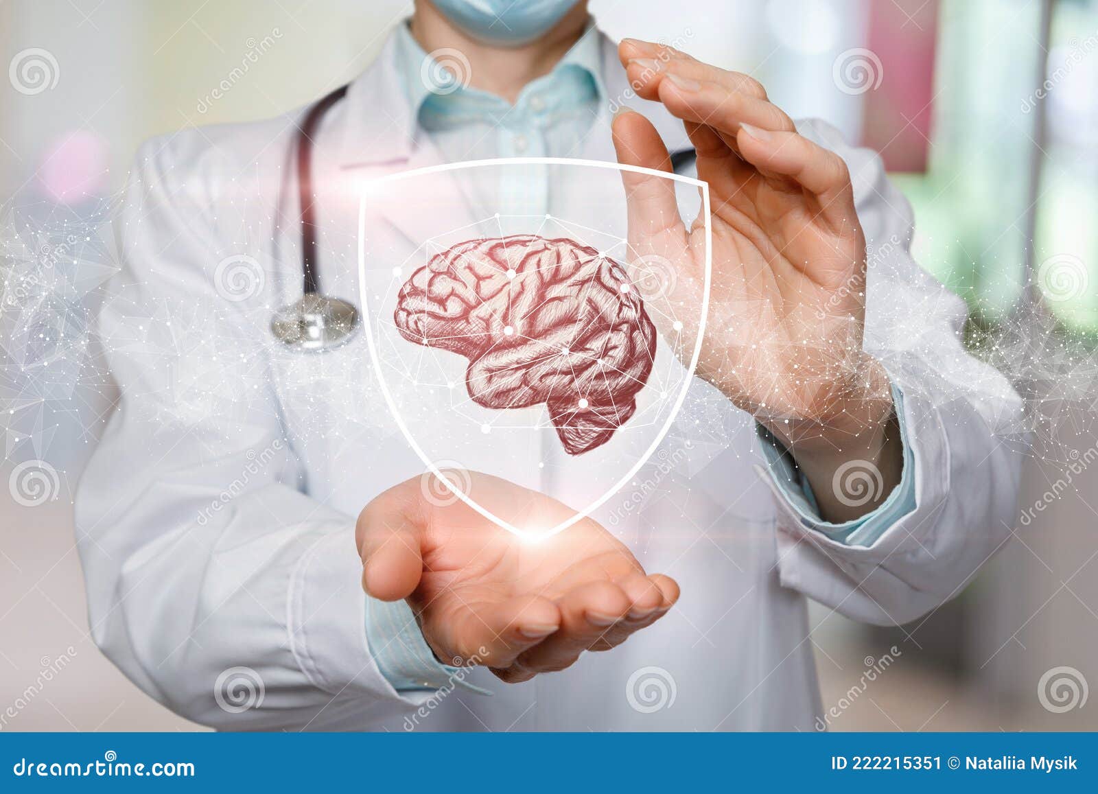 Patient With MRI Brain, Flat Vector Stock Illustration With Doctor And ...