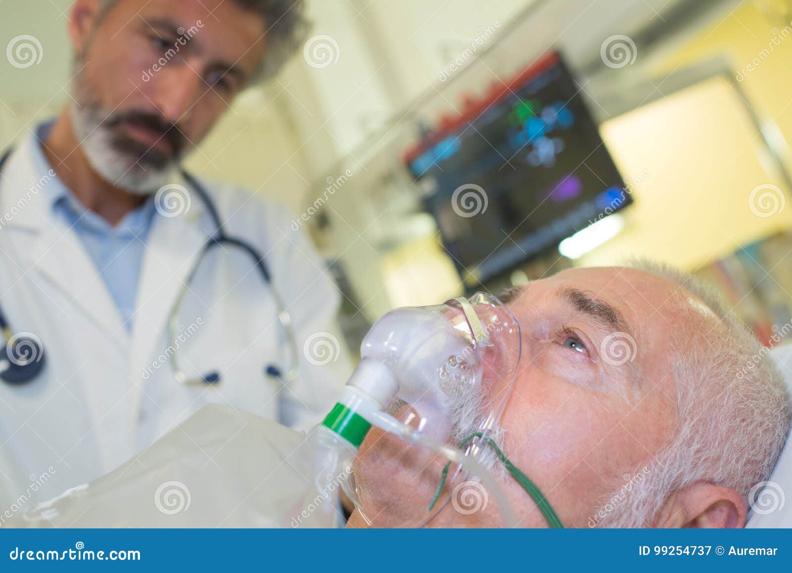 Patient on breathing mask stock image. Image of mask - 99254737