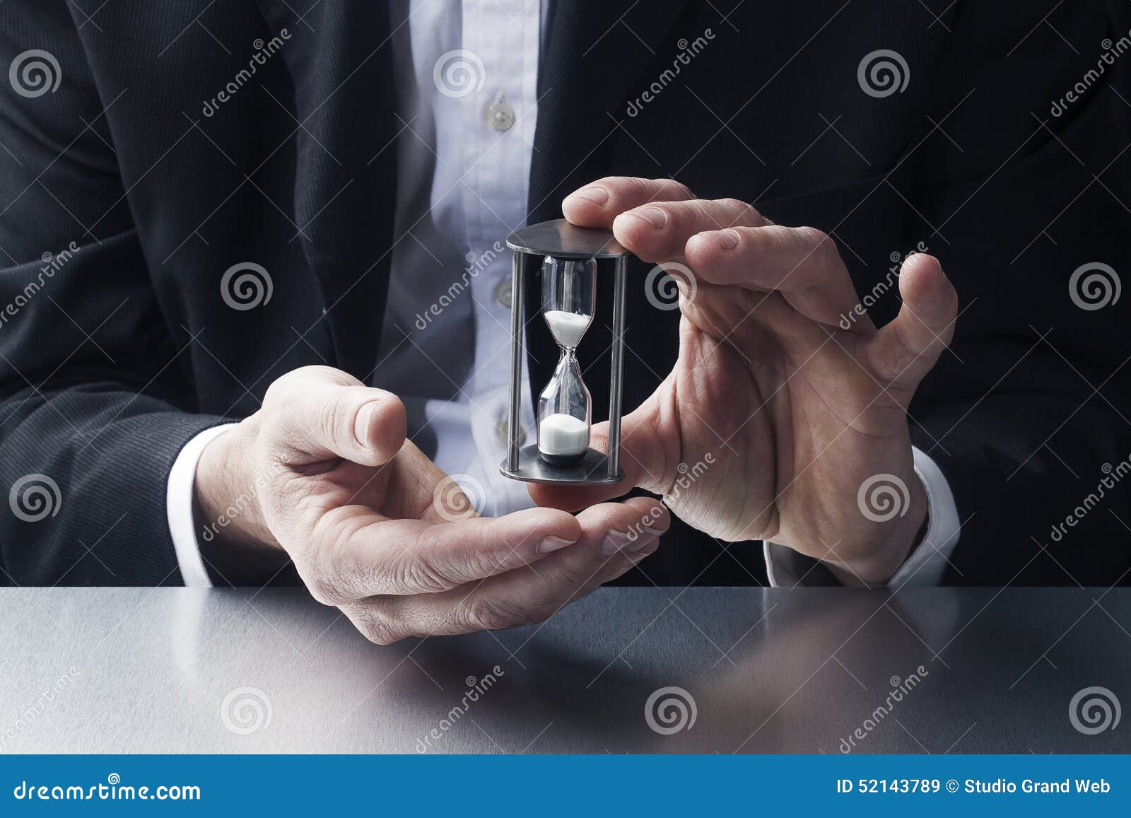Patient Businessman with Egg Timer in Hands at Work Stock Image - Image ...