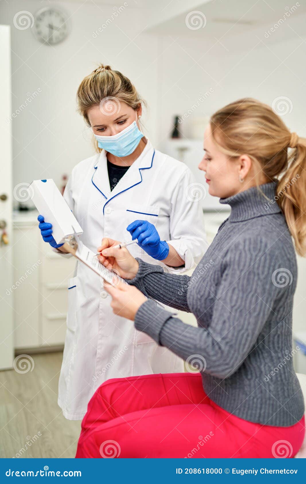 Patient in Clinic Signs Document. Diagnostic and Treatment Procedures ...