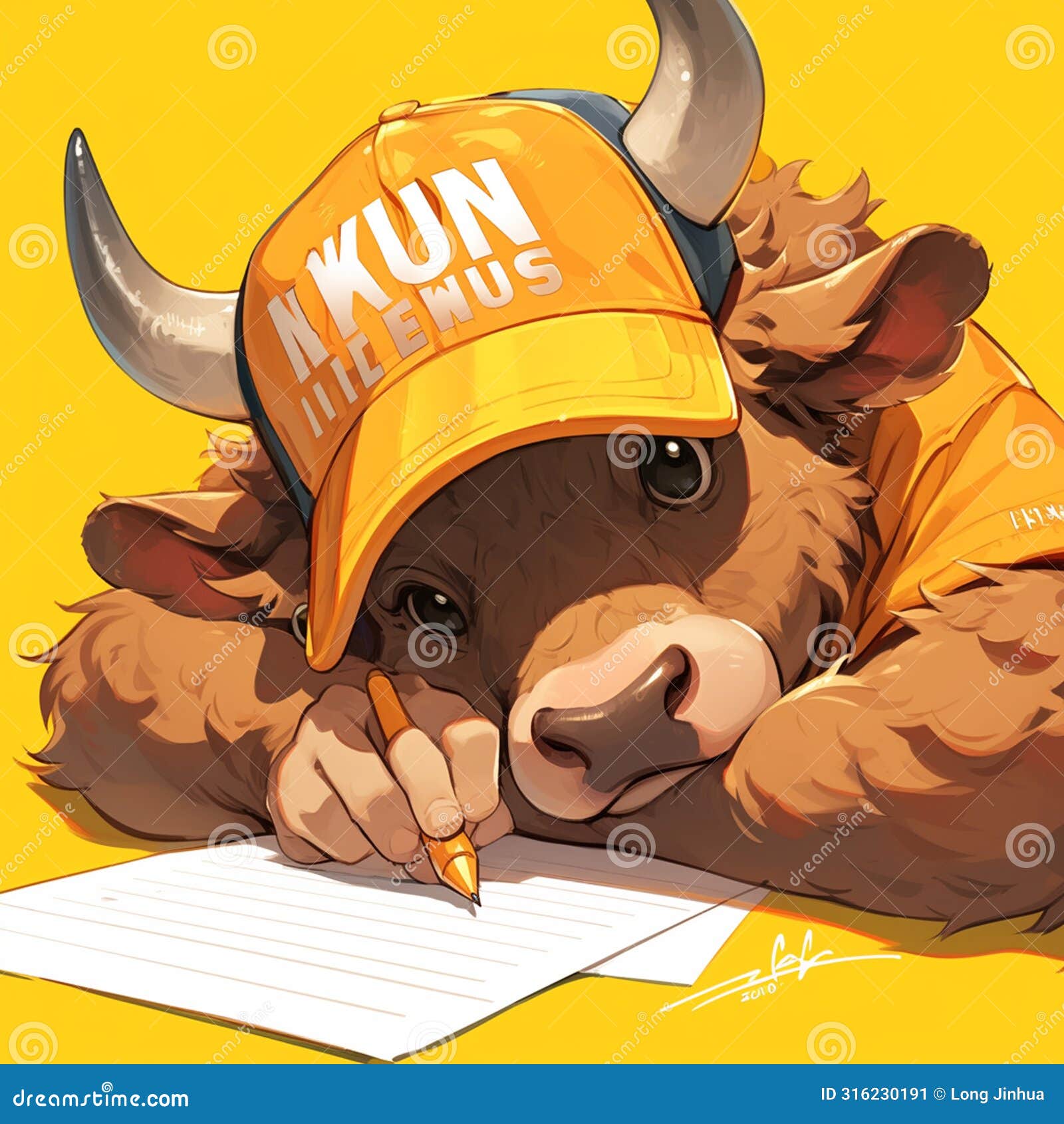 A Patient Cow Writer Cartoon Style Stock Vector - Illustration of ...