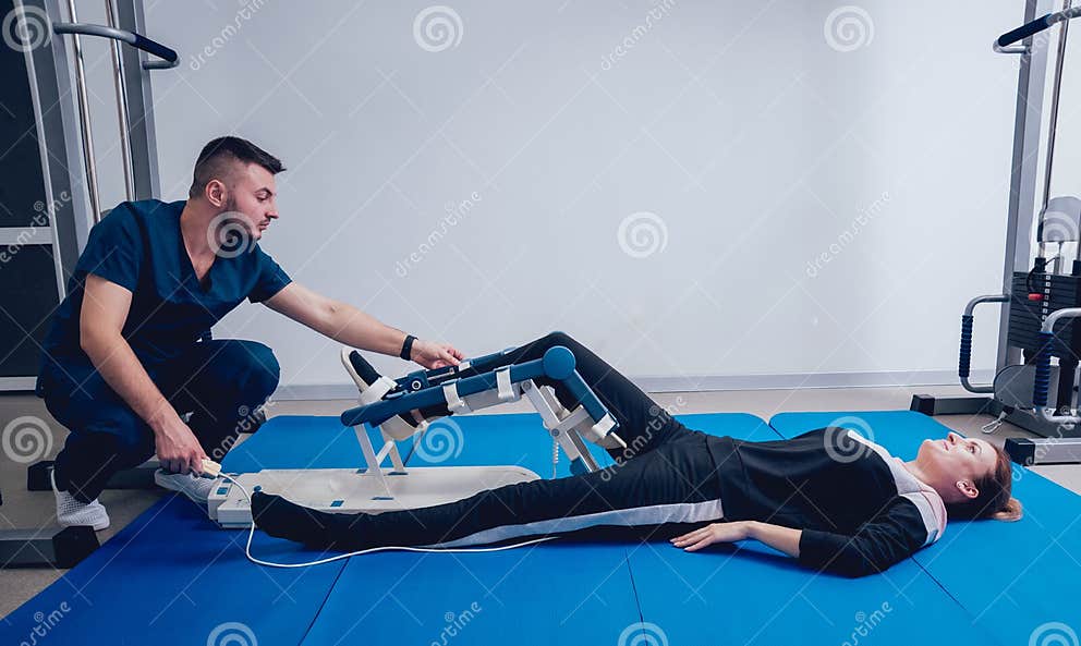 Patient on CPM Machines. Continuous Passive Range of Motion Stock Image ...