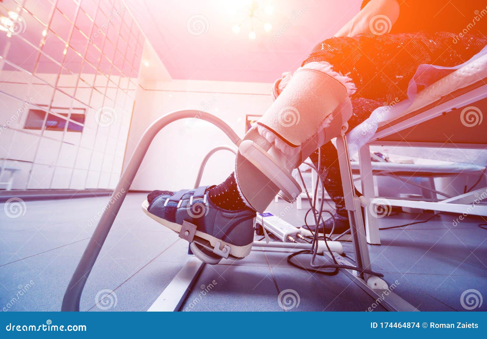 Patient on CPM Machines, Continuous Passive Range of Motion. Stock ...