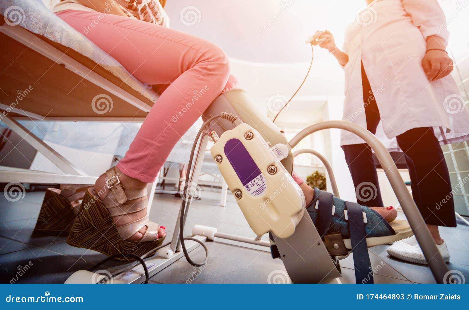 Patient on CPM Machines, Continuous Passive Range of Motion. Stock ...