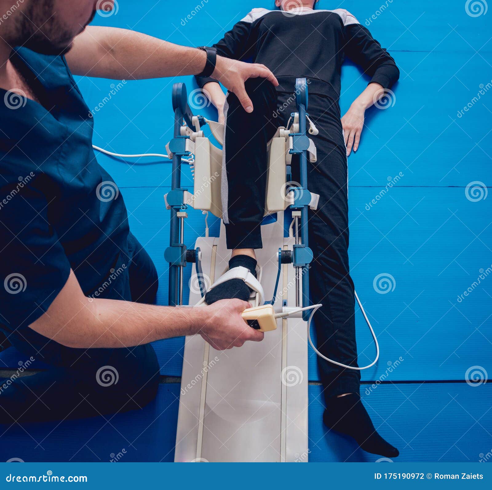 Patient on CPM Machines. Continuous Passive Range of Motion Stock Photo ...