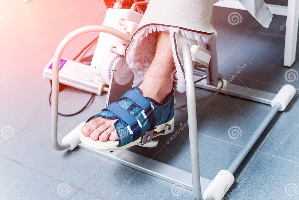 Patient on CPM Machines, Continuous Passive Range of Motion. Stock ...