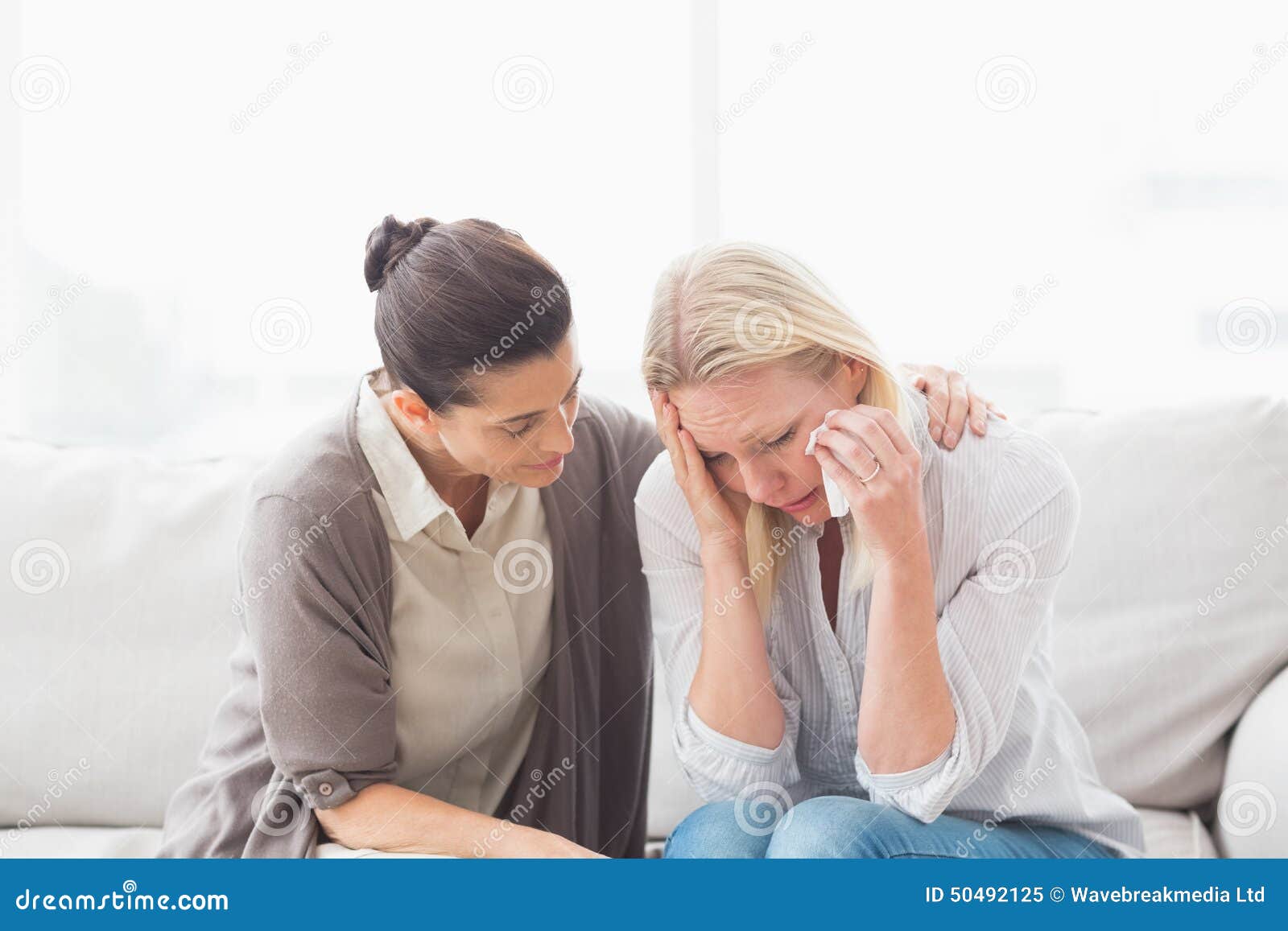 Patient Crying Next To Her Therapist Stock Image - Image of health ...