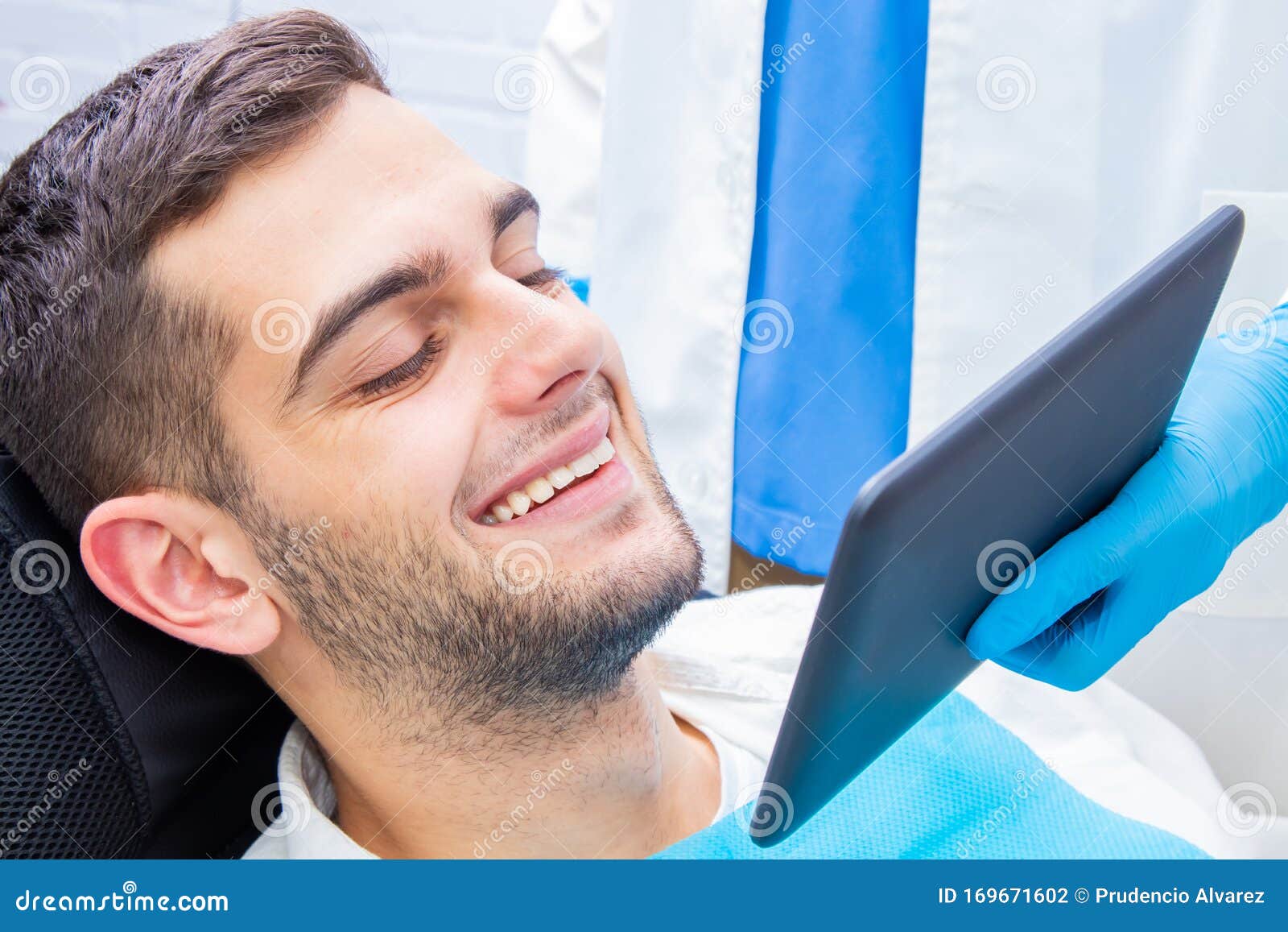 Patient at the Dentist Smiling Stock Photo - Image of interior ...