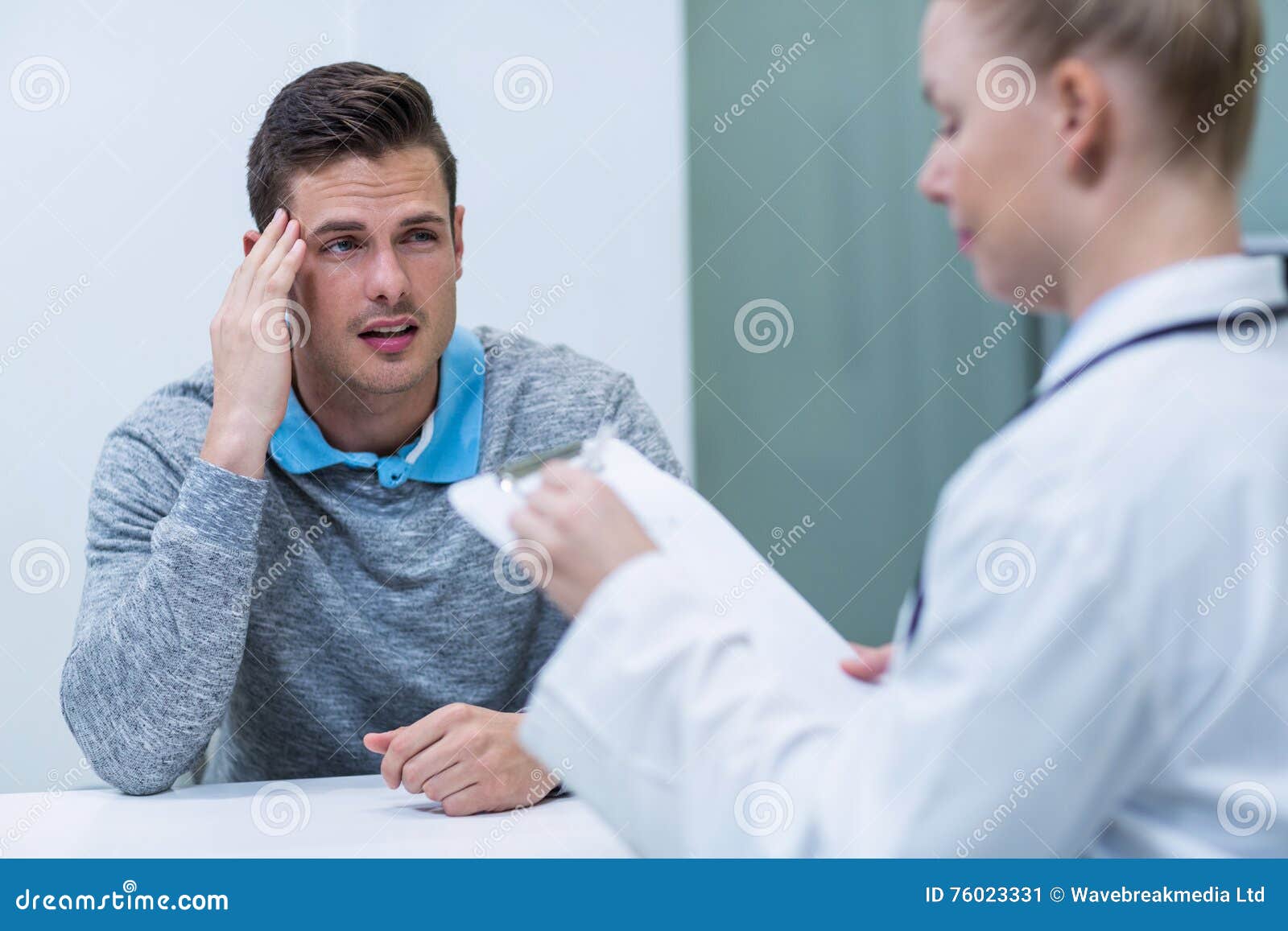 Patient Discussing His Problem with Female Patient Stock Image - Image ...