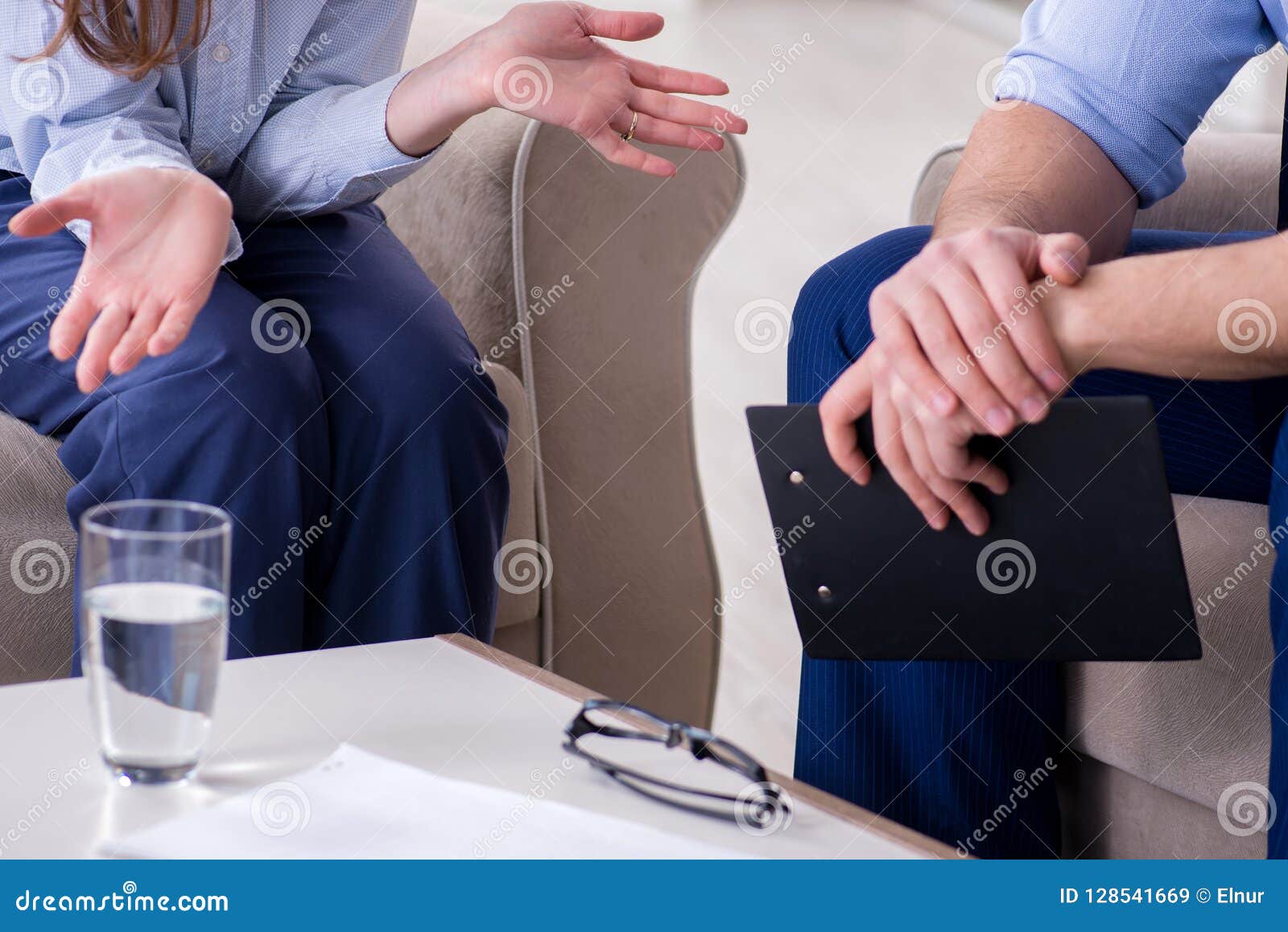 The Patient Discussing with Psychologist Personal Problems Stock Image ...