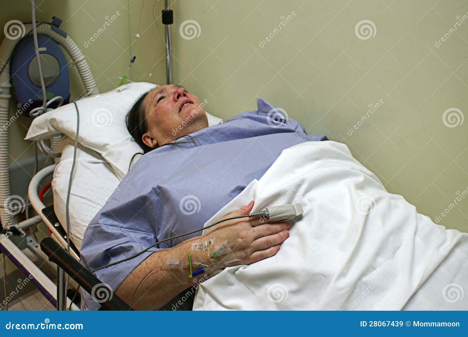 Patient in Emergency Room Bed Stock Image - Image of sick, hospital ...