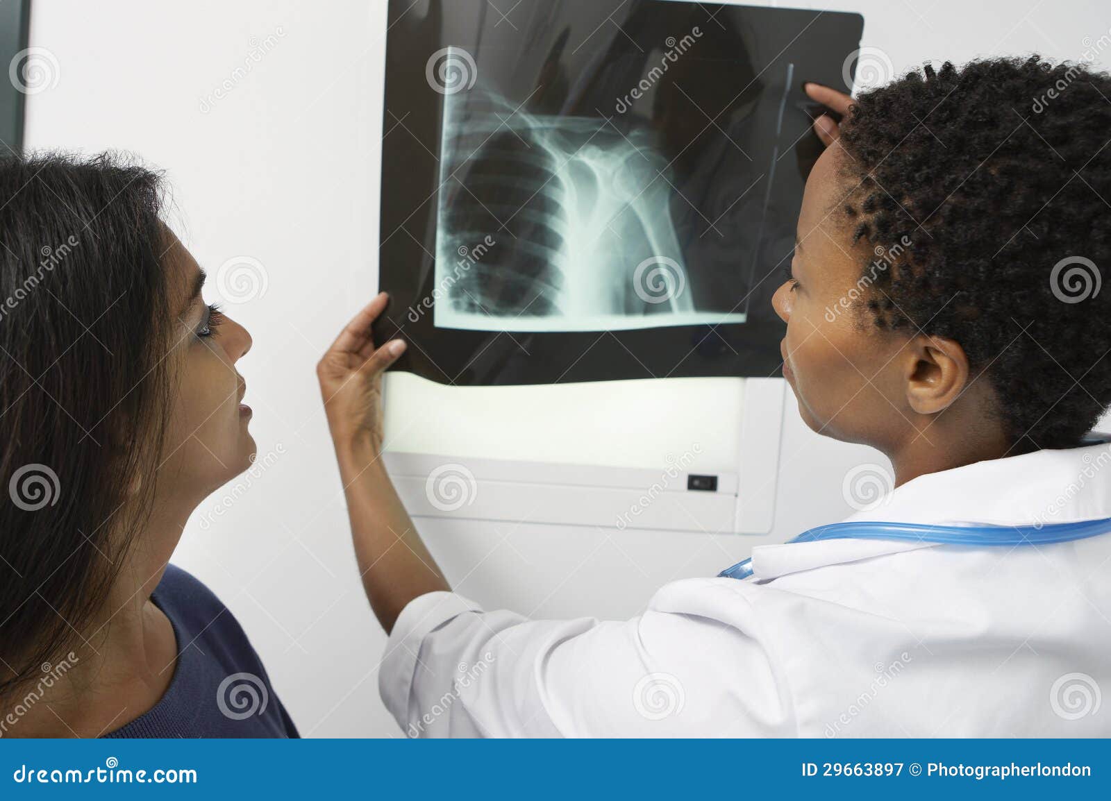 Patient and Female Doctor Examining X-Ray Stock Image - Image of people ...