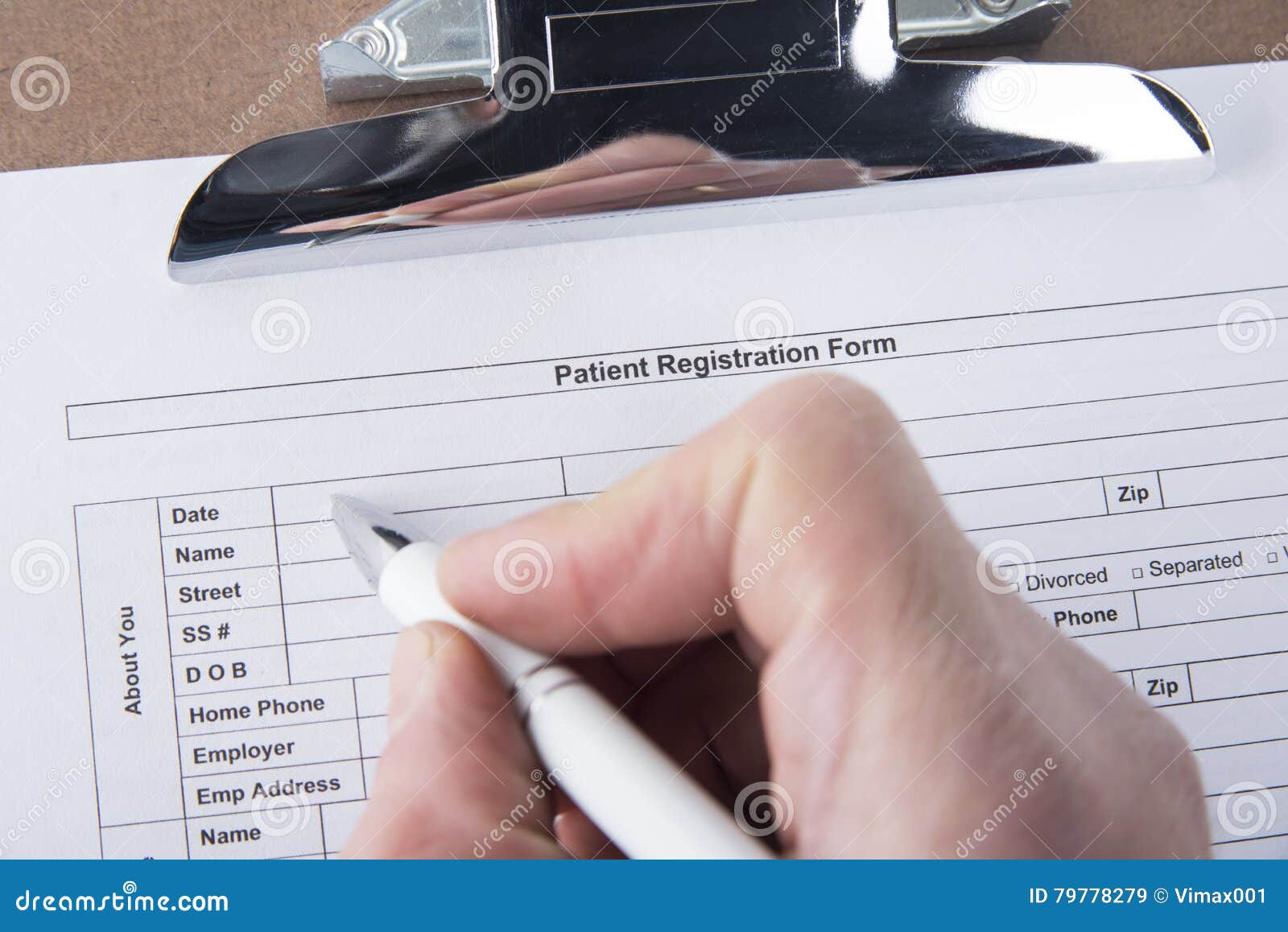 Patient Filling Documents at the Hospital Stock Image - Image of graph ...