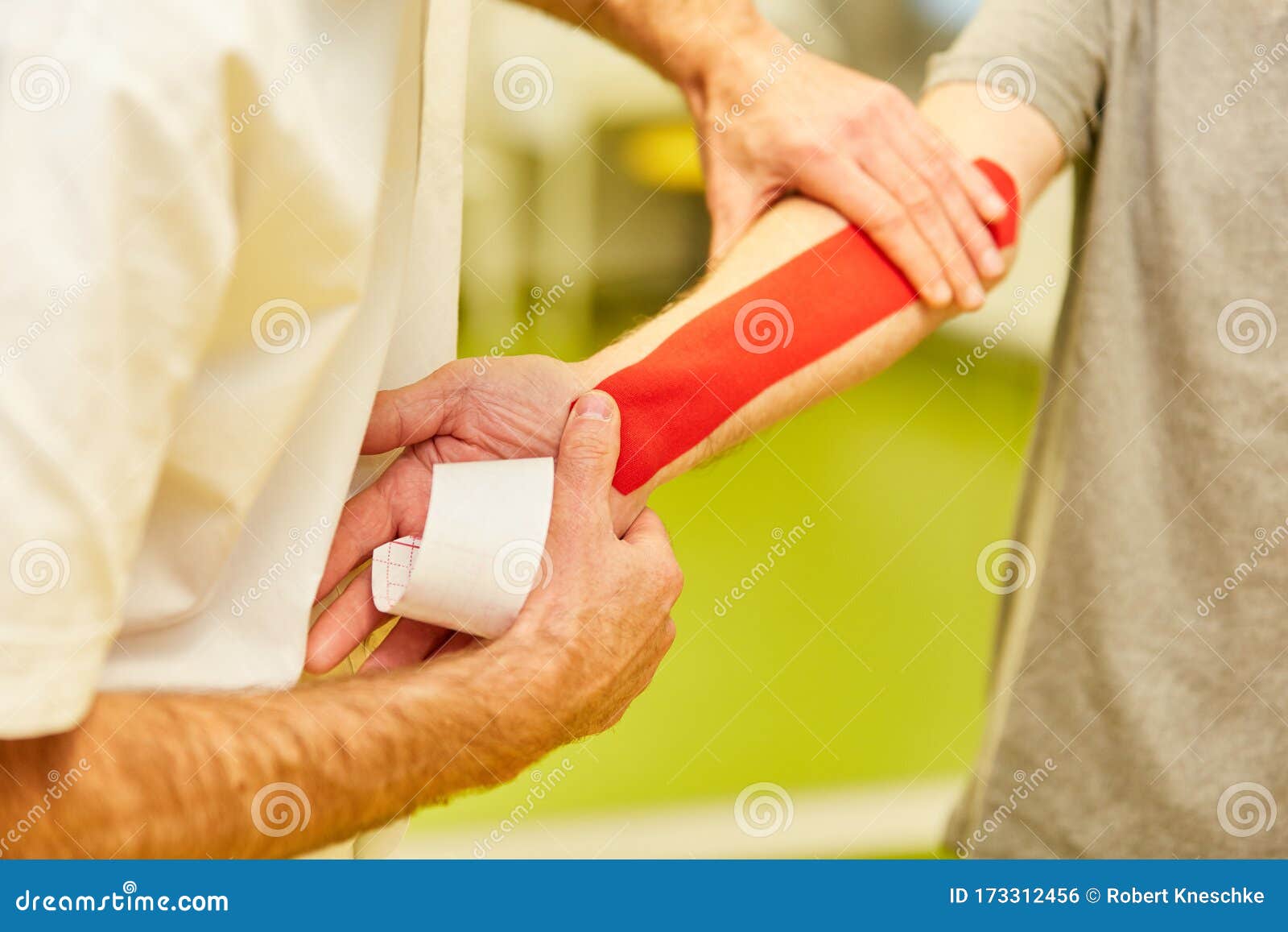 Patient Gets a Physio Tape on His Forearm Stock Photo - Image of ...