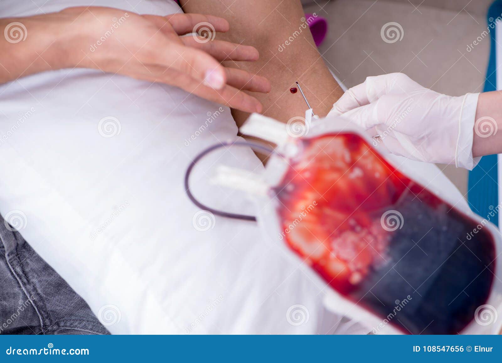 The Patient Getting Blood Transfusion in Hospital Clinic Stock Photo ...