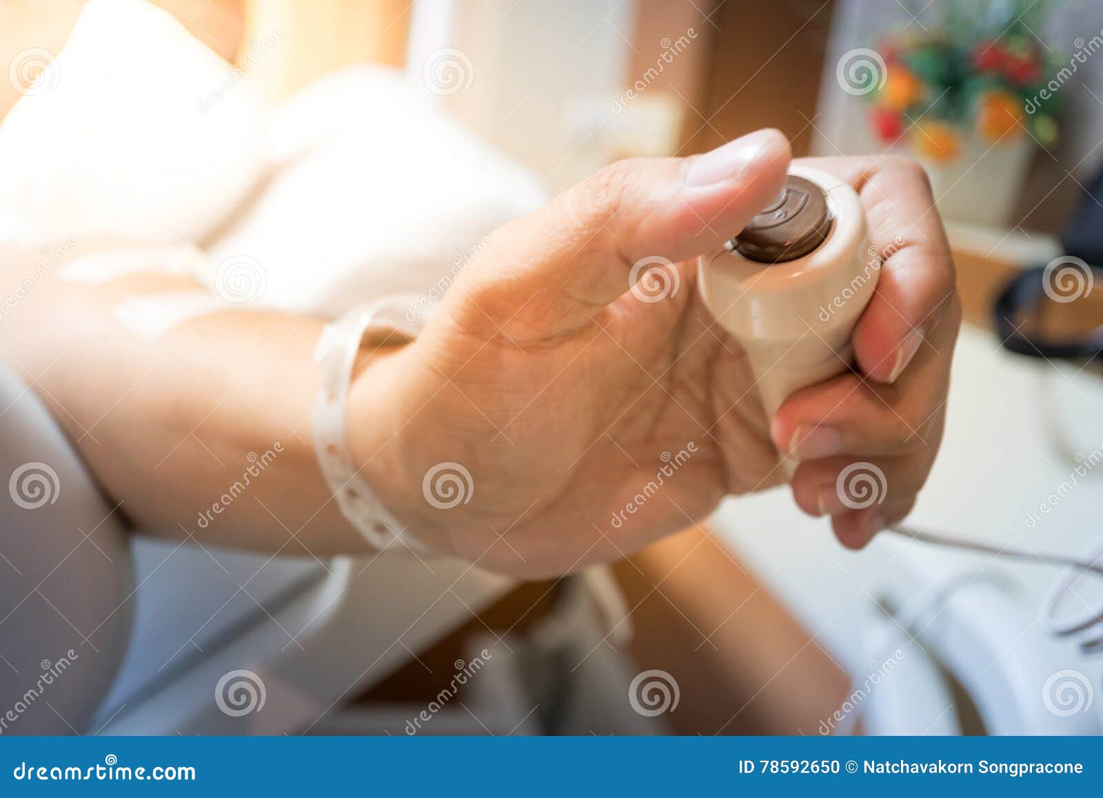 Patient Hand Pressing Emergency Nurse Call Button with Selective Stock ...