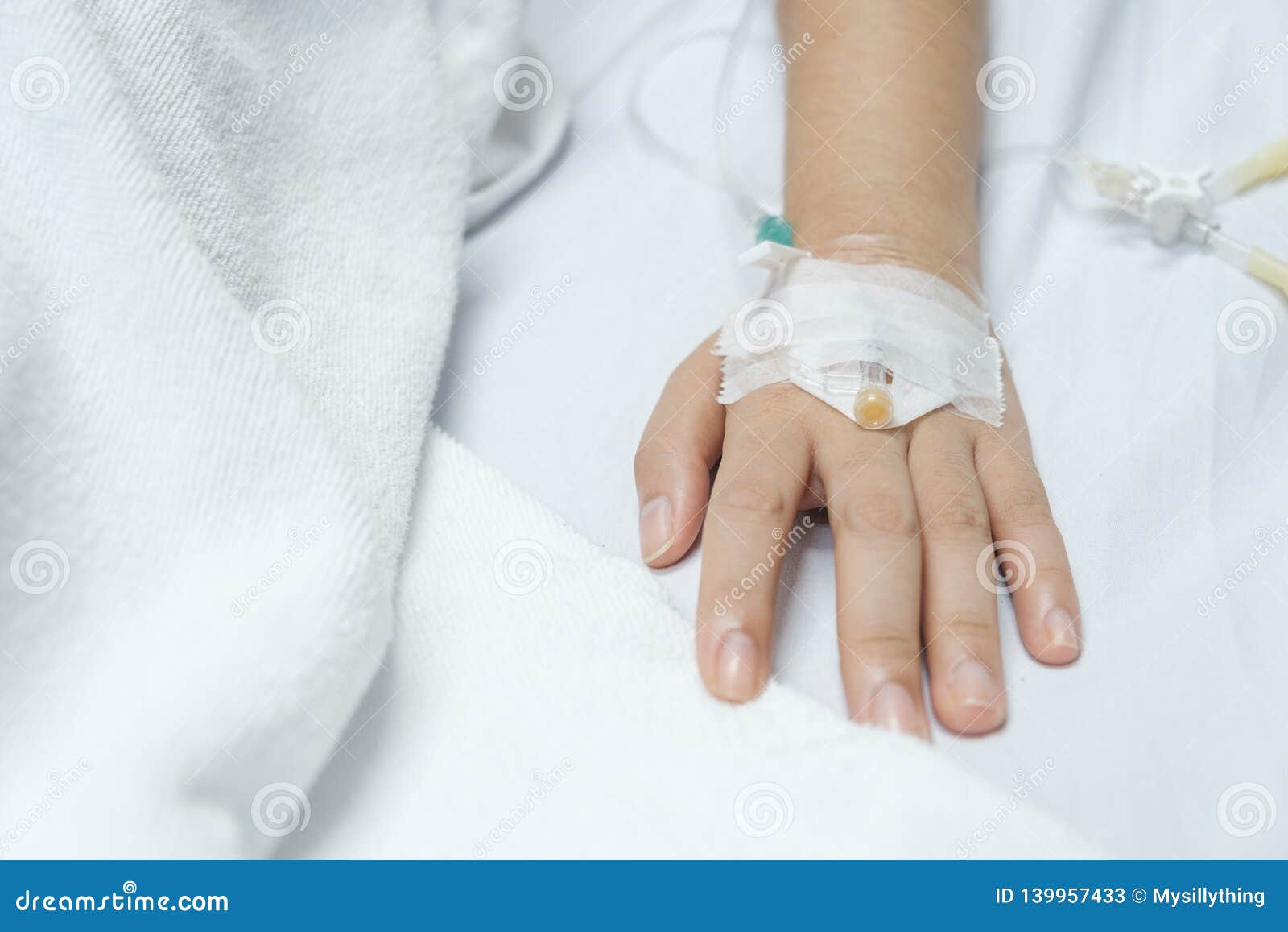 Patient Hand with Saline Solution in Intravenous Drip Dropper Stock ...