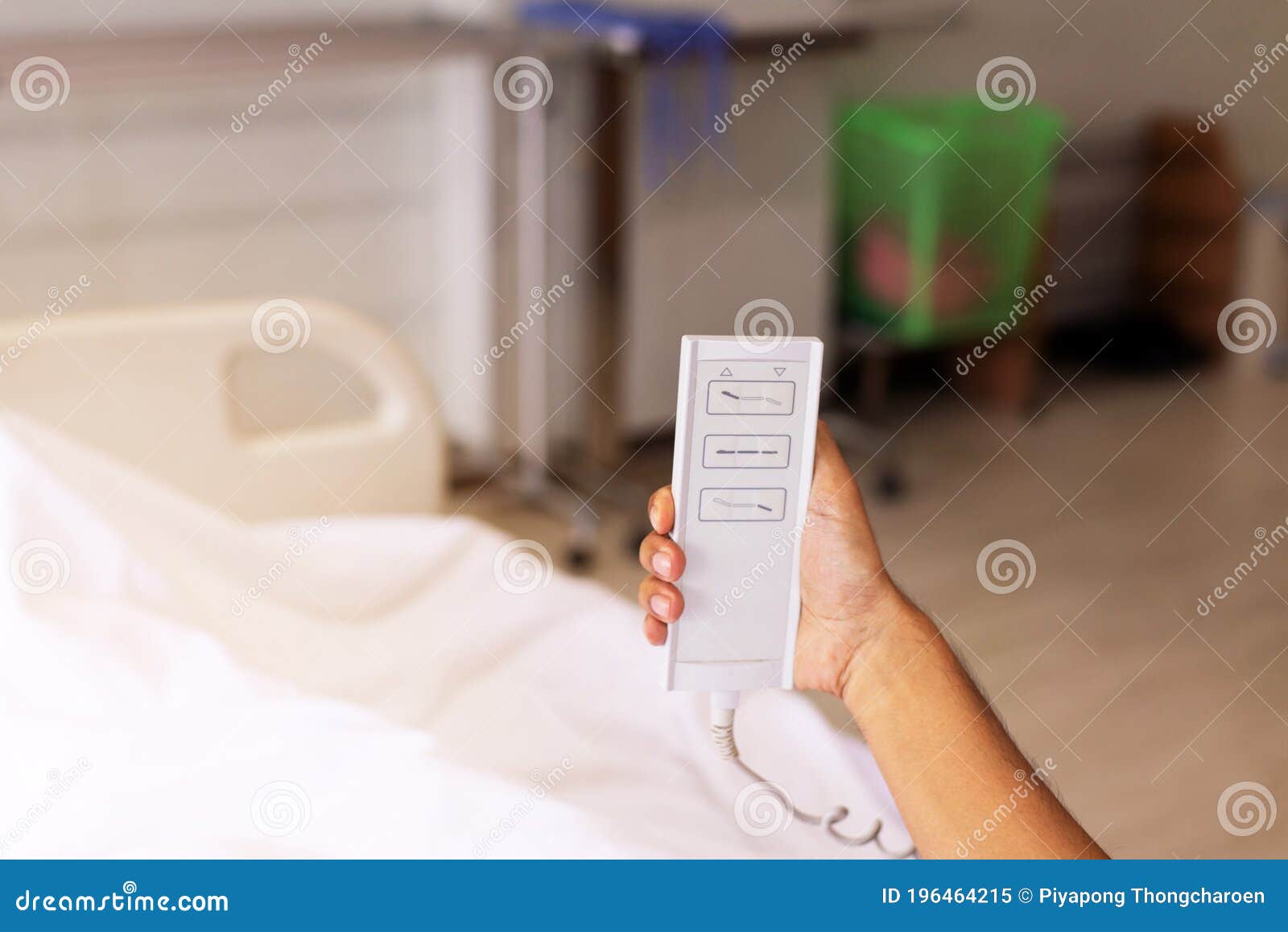 Patient Hands Using Remote for Adjustment Level Sick Bed at Hospital ...