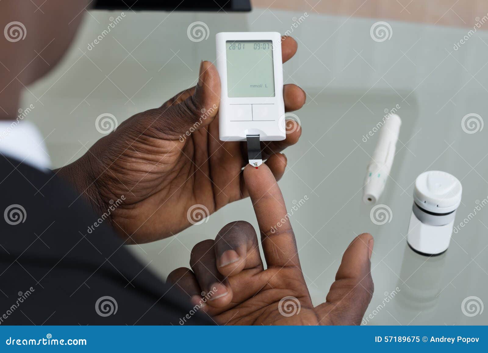 Patient Hands with Glucometer Stock Image - Image of measure, african ...