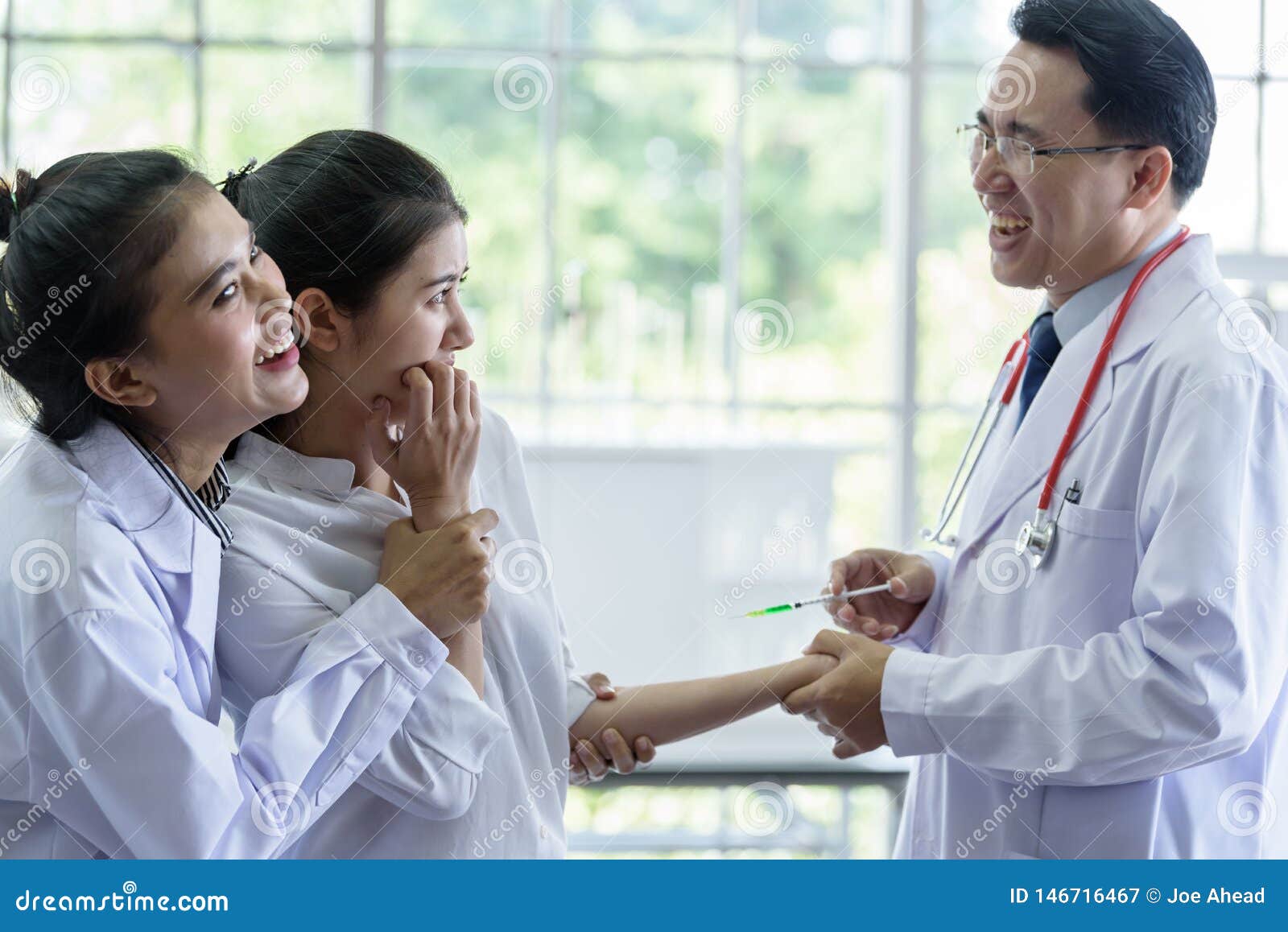 Patient Has Afraid and Scary of Syringe and Needle Stock Image - Image ...