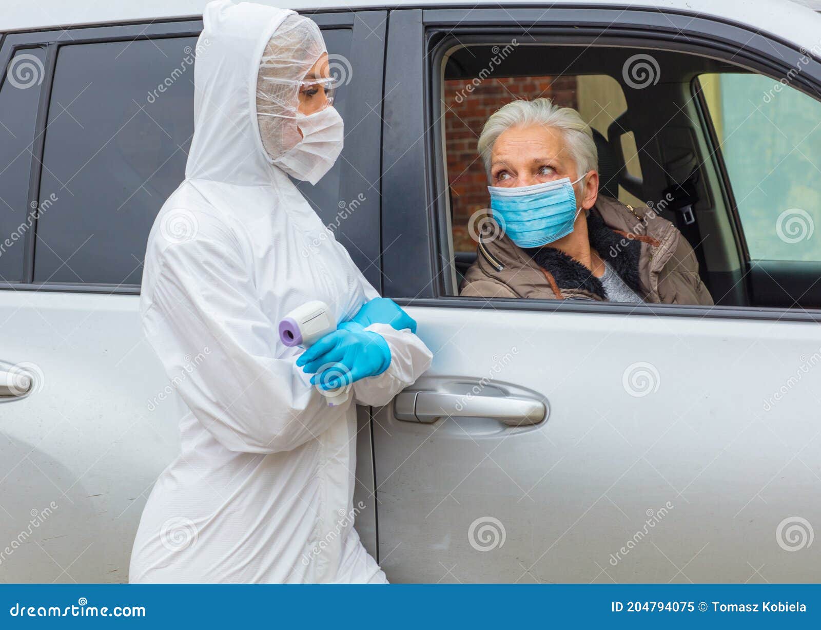 Patient Having a Conversation with a Doctor in Drive-thru Stock Image ...
