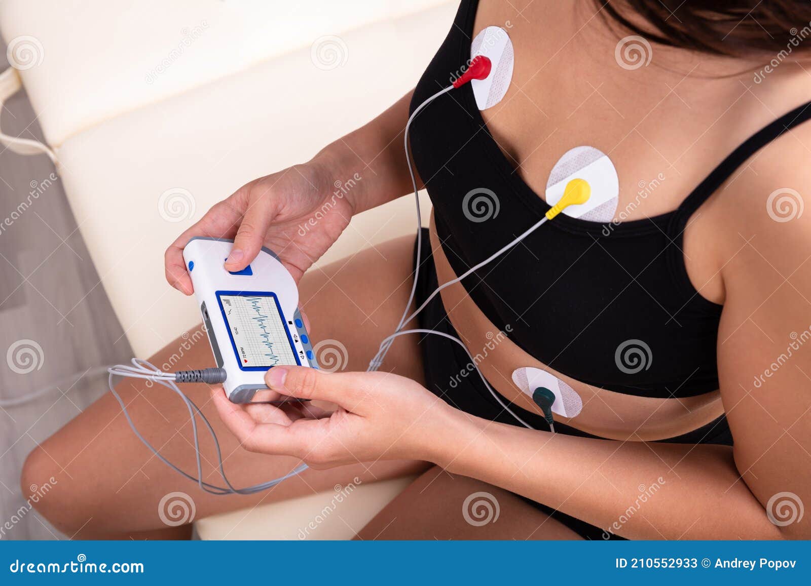 Patient with Holter Monitor Device on Her Body in Clinic Stock Image ... Patient with Holter Monitor Device on Her Body in Clinic Stock Image ...